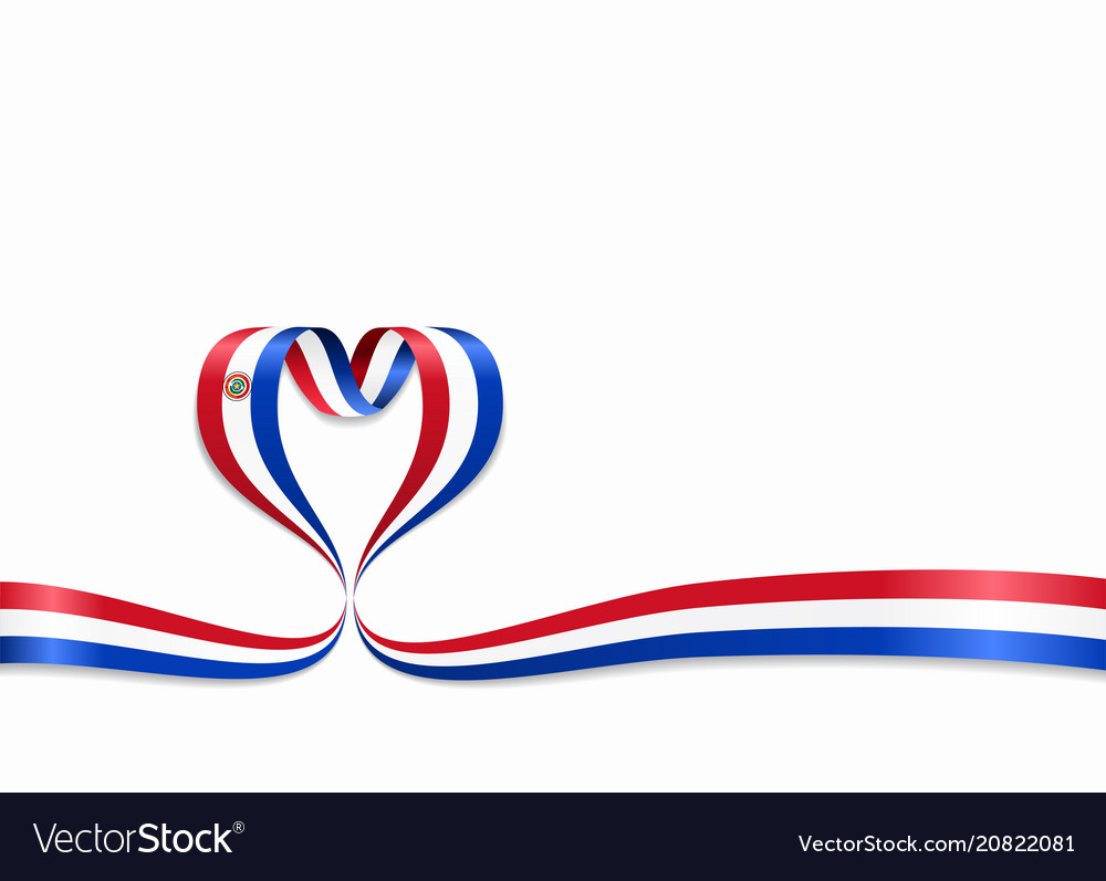 Paraguayan flag heart-shaped ribbon Royalty Free Vector