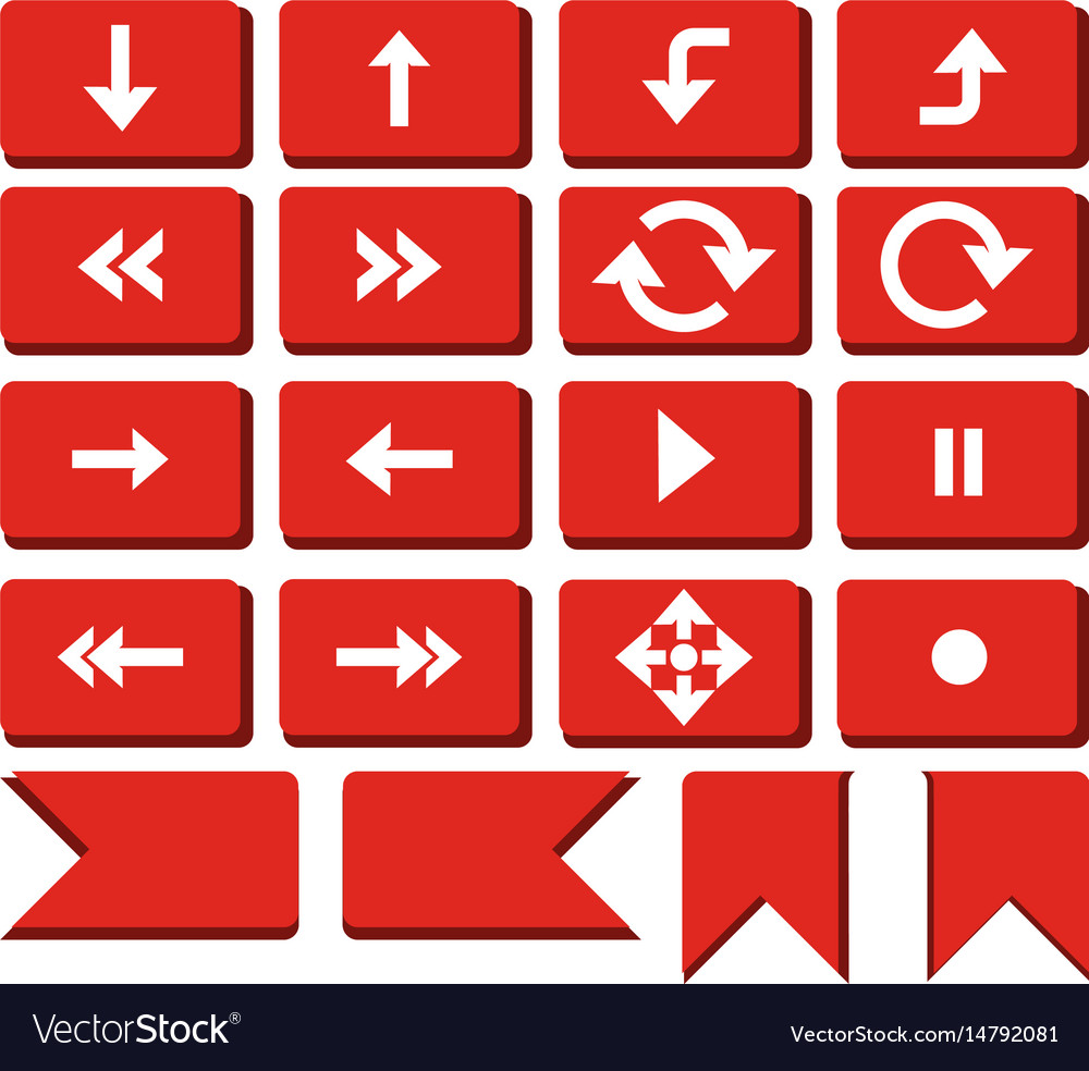 Red rounded rectangle arrow button Royalty Free Vector Image