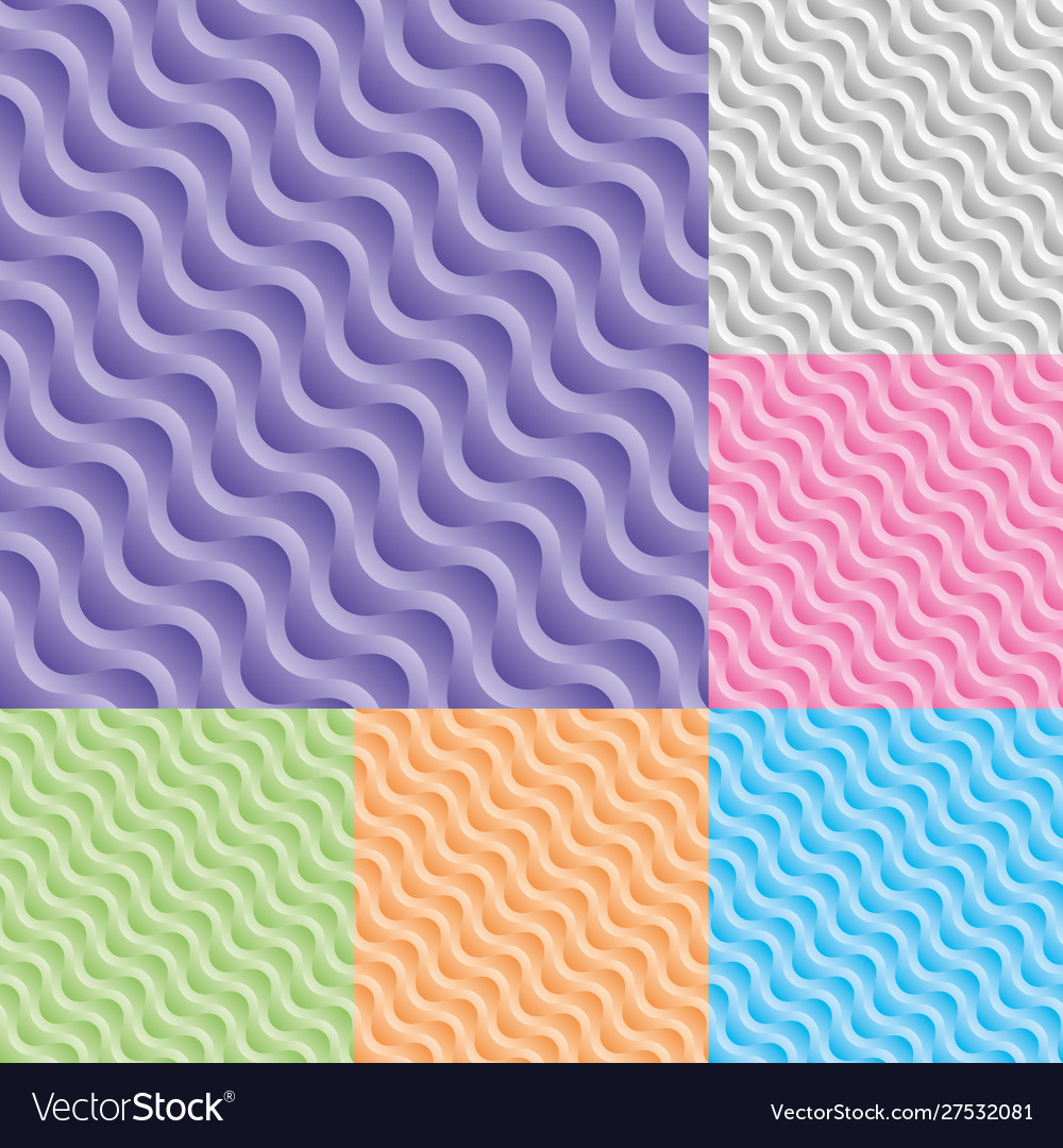 Set diagonal wavy stream seamless pattern Vector Image