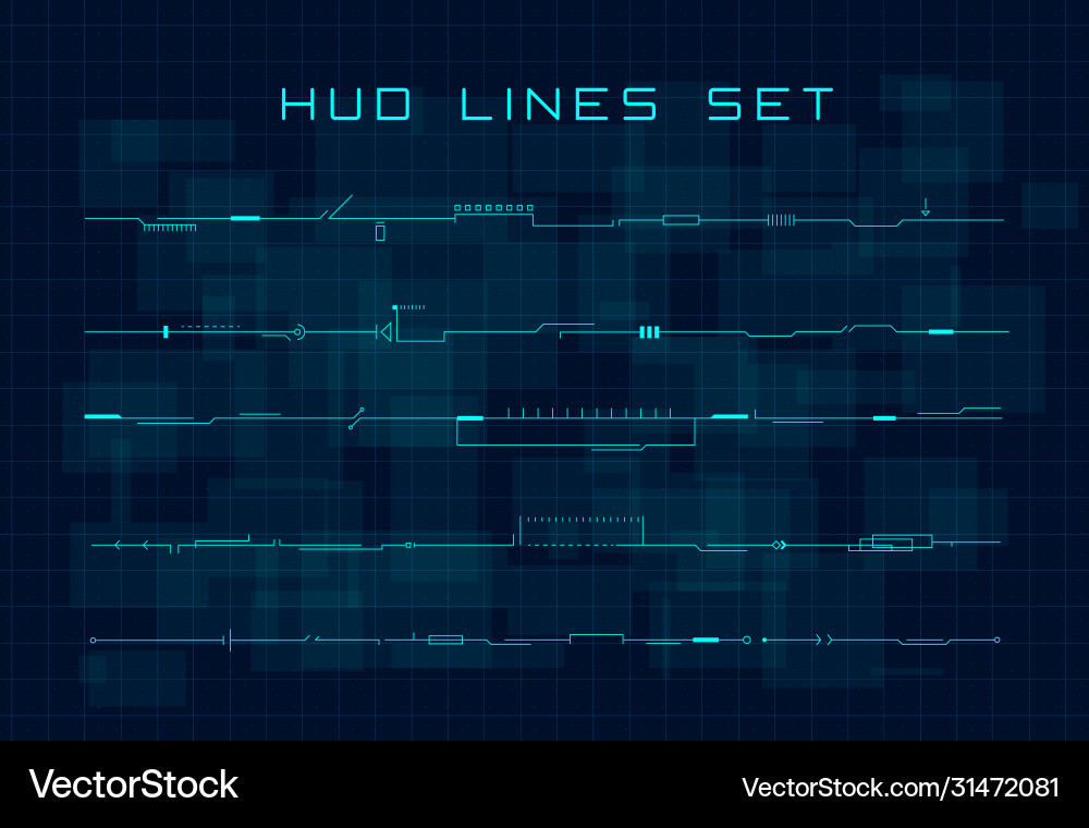 Set hud futuristic header footer and line Vector Image