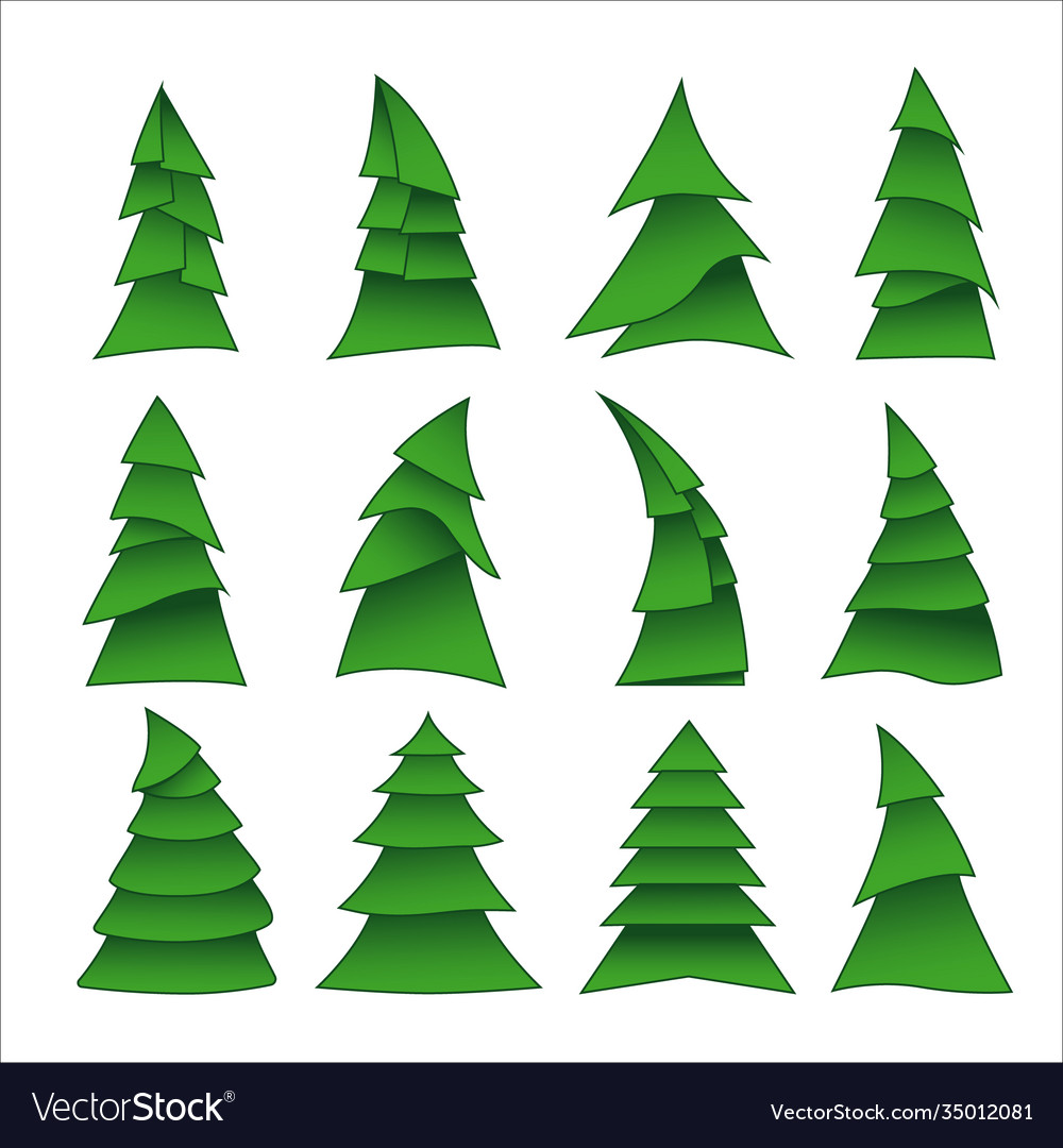 Trees collection design elements icons set Vector Image