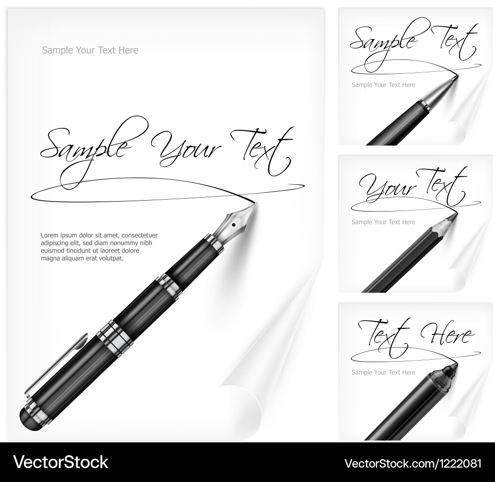 Writing tools and paper sheet Royalty Free Vector Image