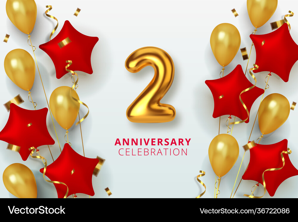 2 anniversary celebration number in form star Vector Image
