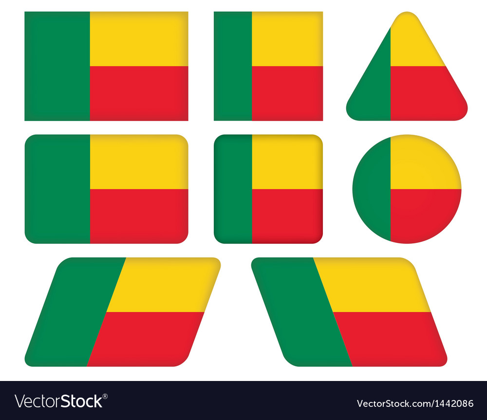 Buttons with flag of Benin Royalty Free Vector Image