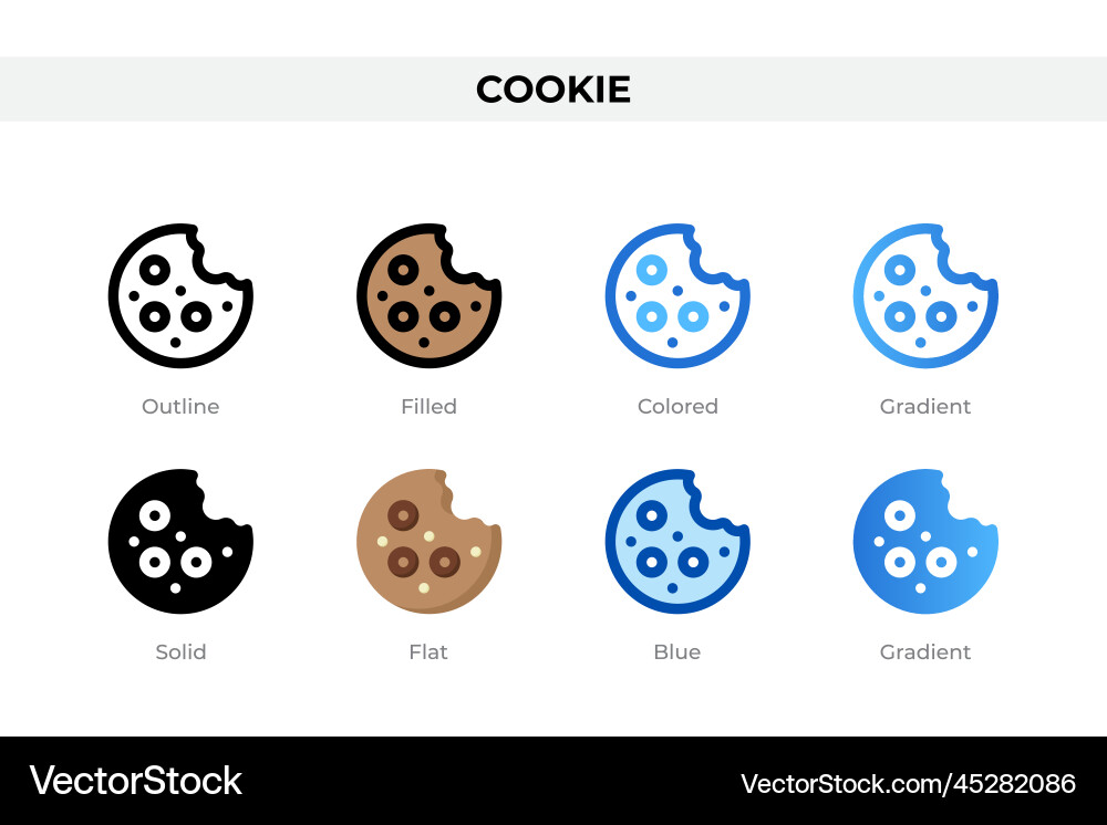 Cookie icons in different style icons set Vector Image