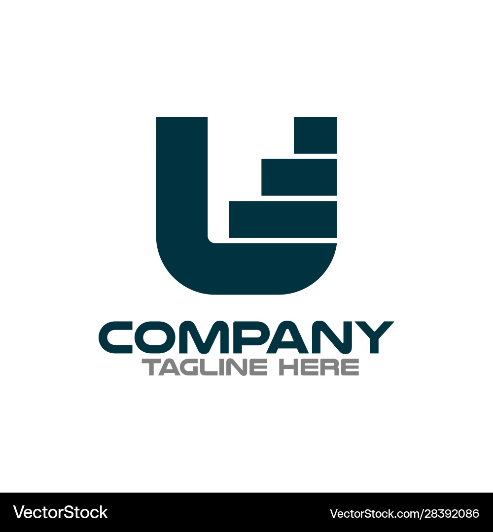 Modern staircase up and letter u logo Royalty Free Vector