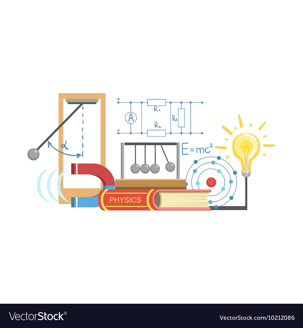 Physics class set of objects Royalty Free Vector Image