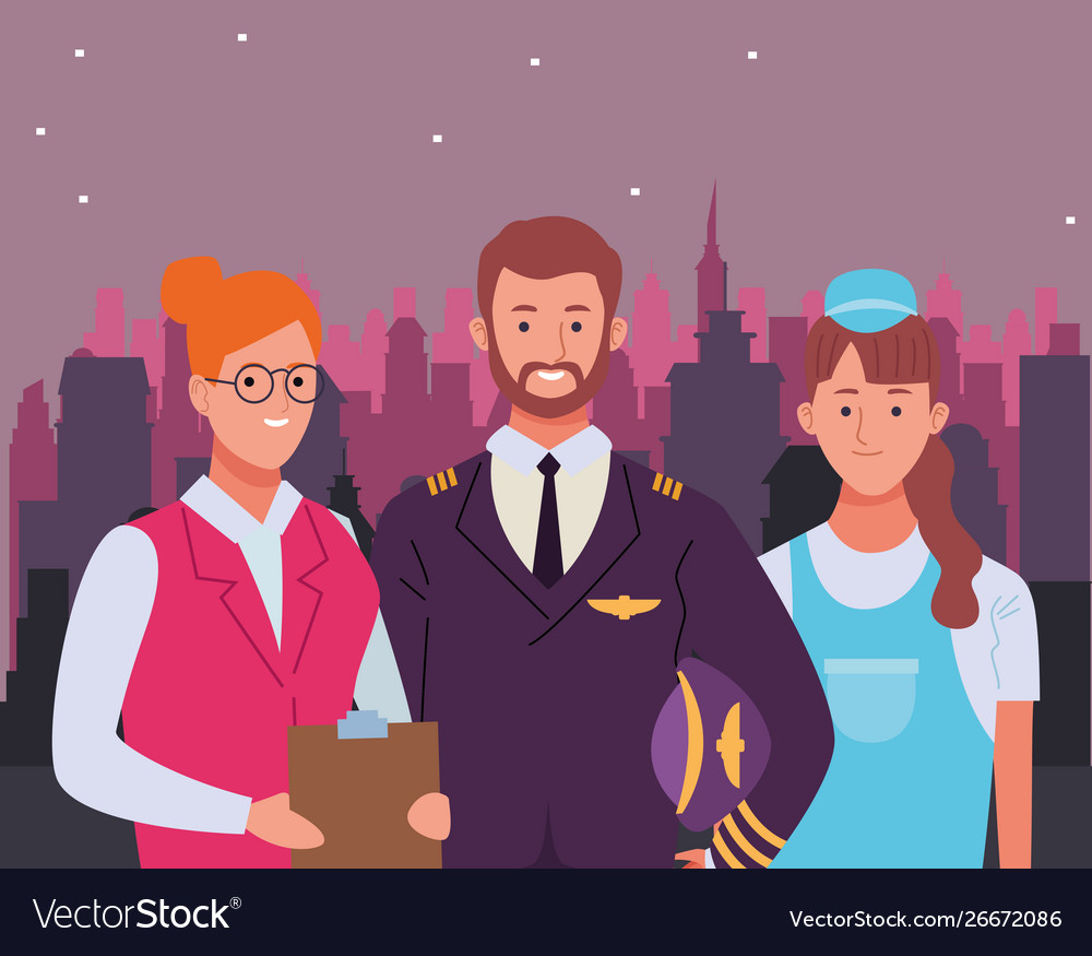 Professionals workers characters smiling cartoons Vector Image