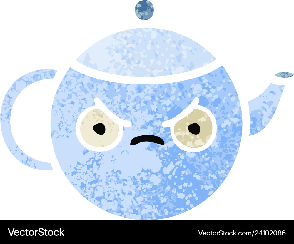Retro style cartoon angry tea pot Royalty Free Vector Image