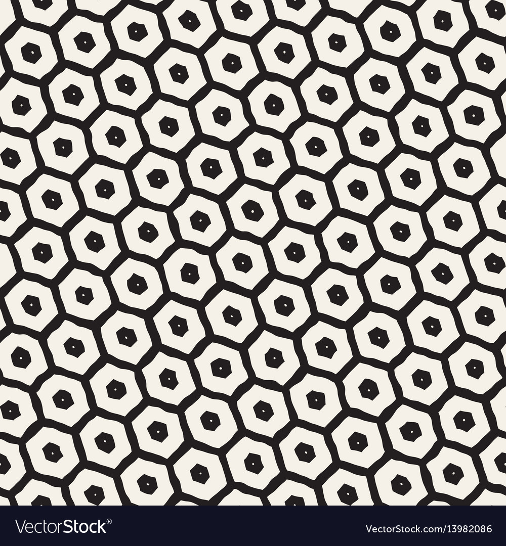 Seamless black and white pattern with hexagon Vector Image