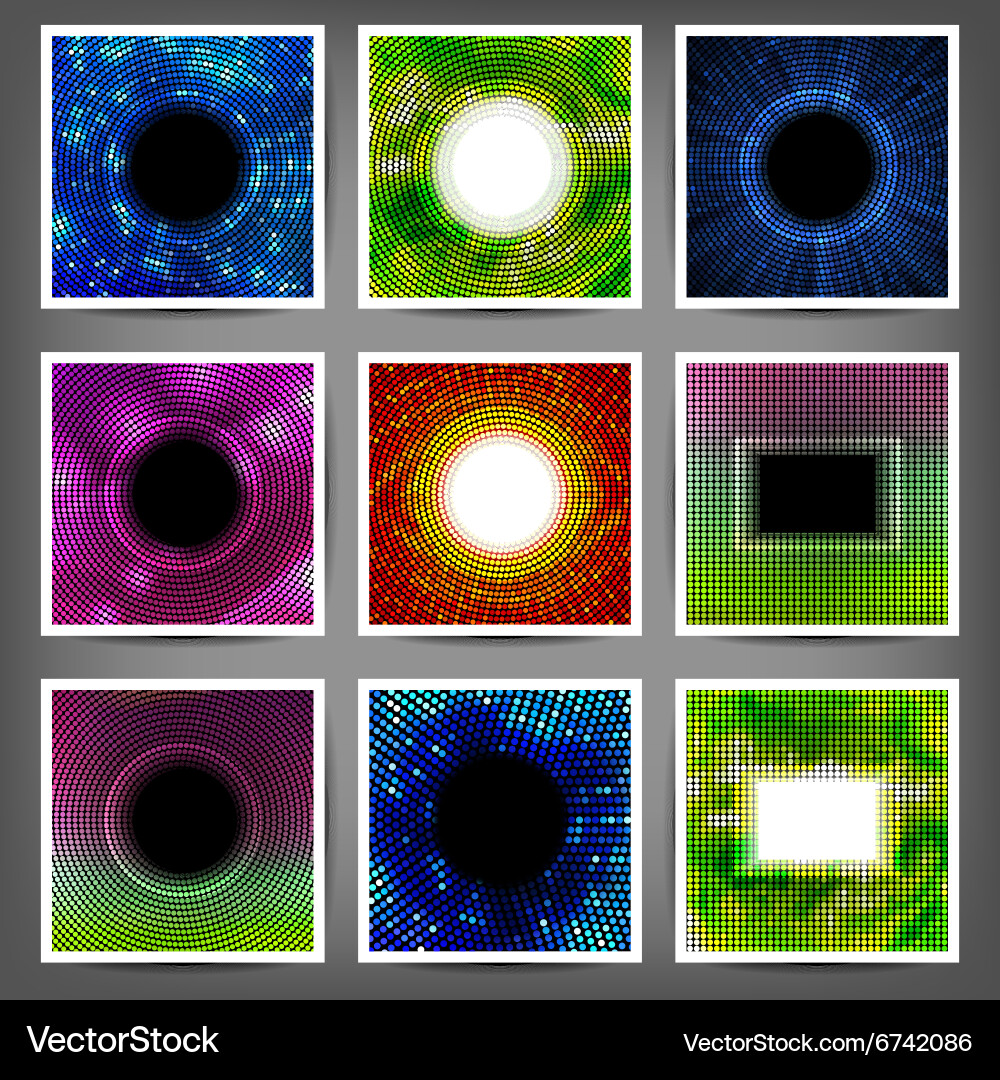 Set of colored luminous halftone banners Vector Image