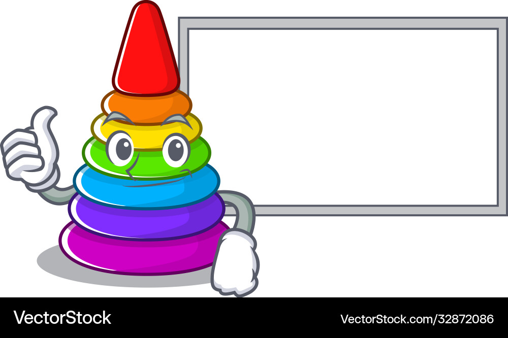 Thumbs up toy pyramid cartoon design having Vector Image