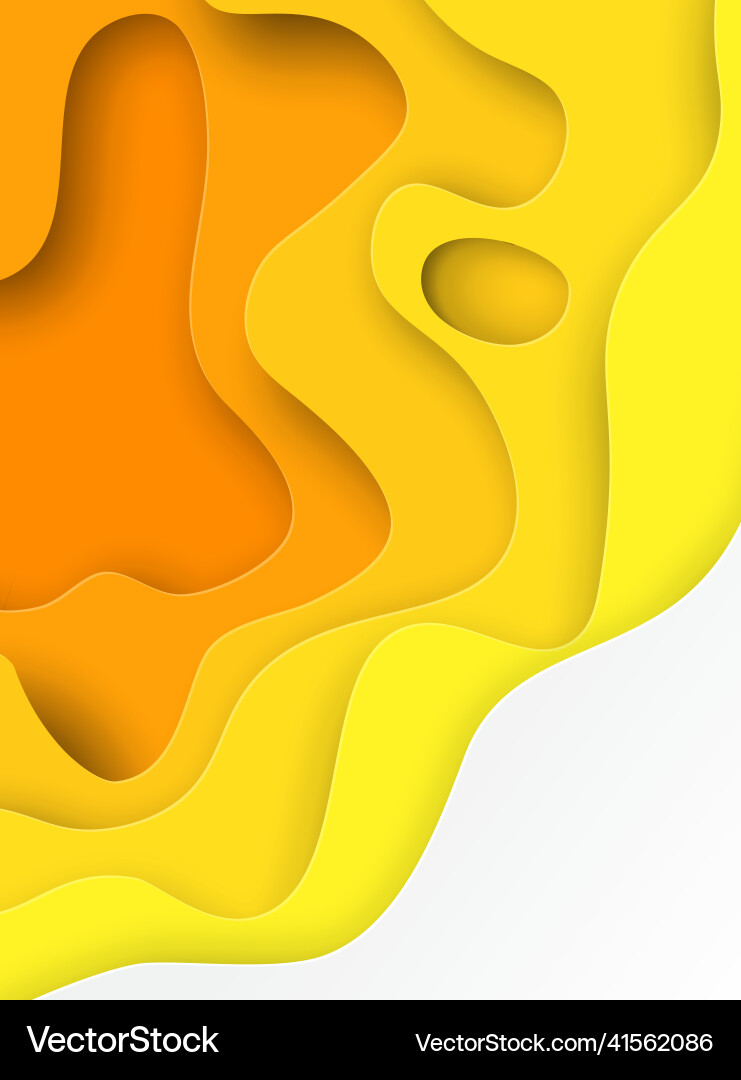 Yellow paper cut background abstract fluid shapes Vector Image