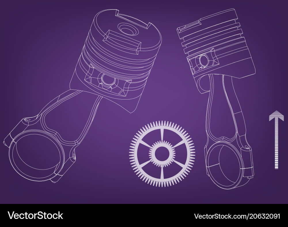 3d model of piston and gear Royalty Free Vector Image