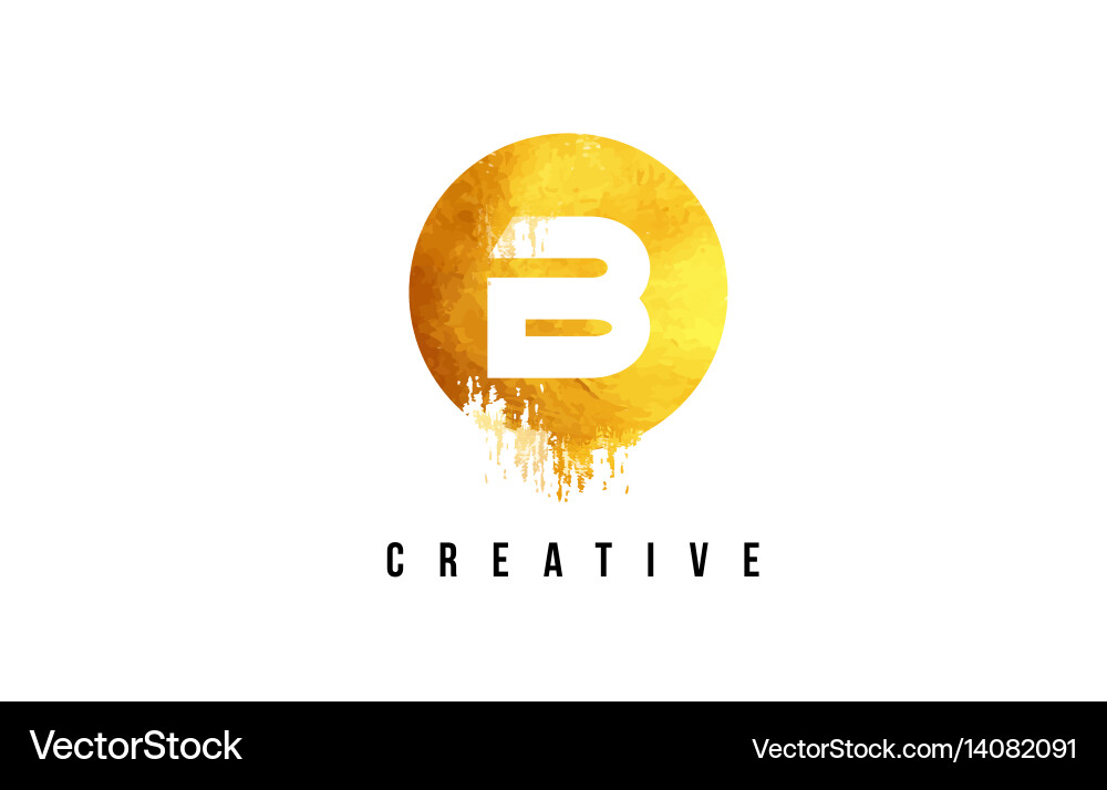 B gold letter logo design with round circular Vector Image