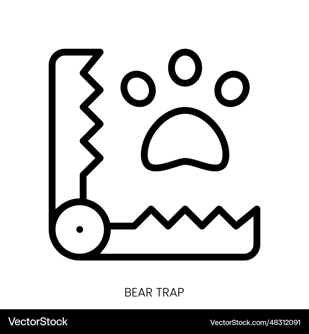 Bear trap icon line art style design isolated Vector Image