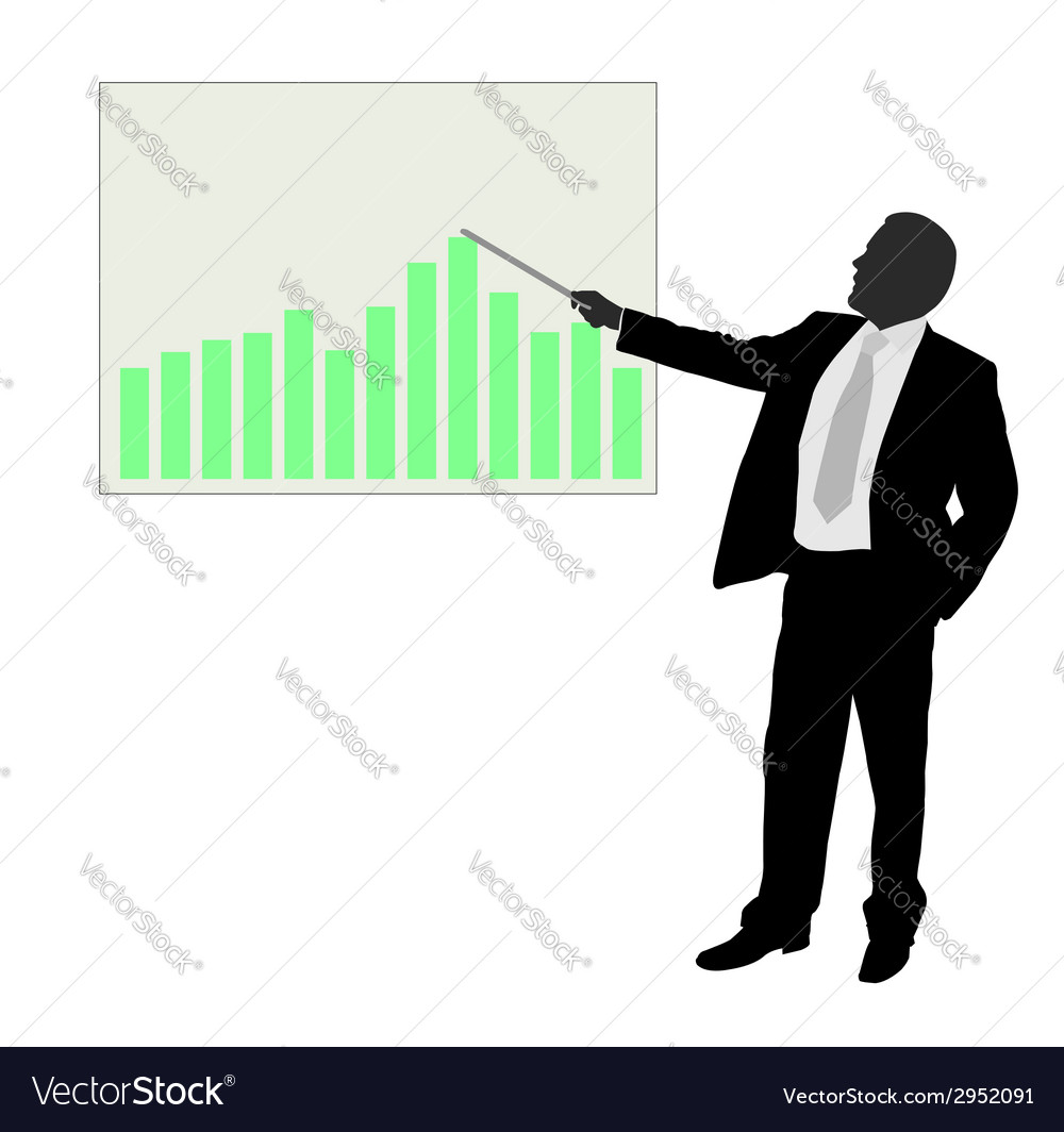 Businessman showing presentation Royalty Free Vector Image Businessman showing presentation Royalty Free Vector Image