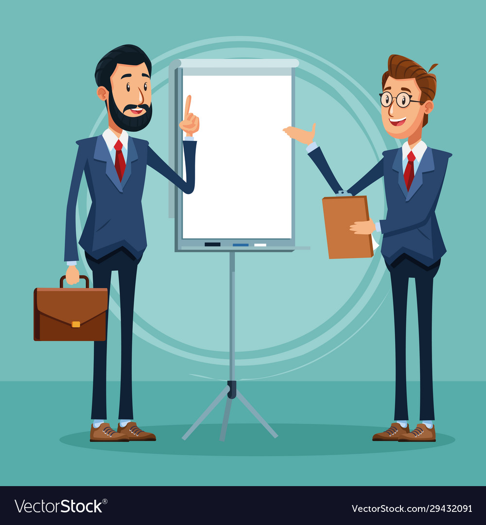 Cartoon businessman standing and businessman Vector Image Cartoon businessman standing and businessman Vector Image