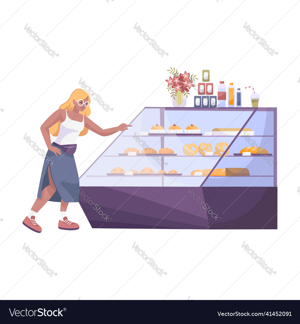 Confectionery store flat composition Royalty Free Vector