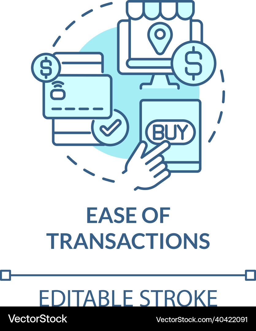 Ease of transactions blue concept icon Royalty Free Vector