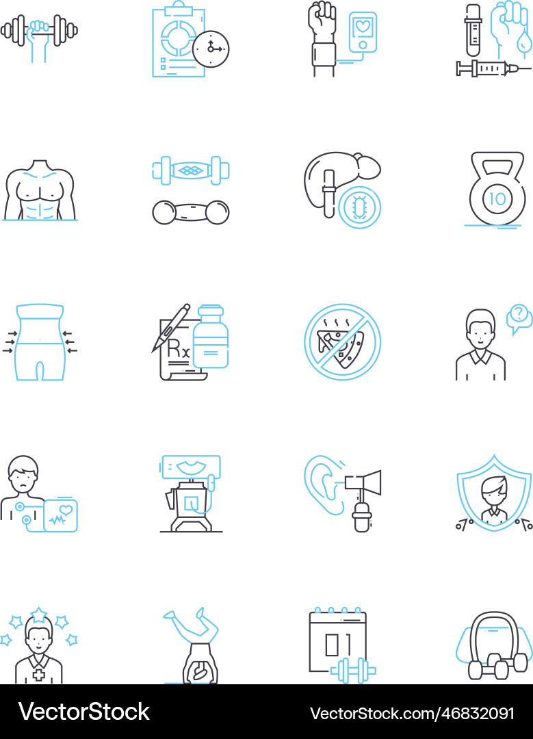 Emotional wellbeing linear icons set mindfulness Vector Image