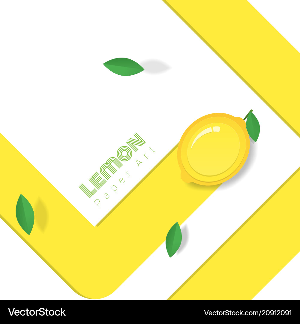 Fresh lemon fruit background in paper art style Vector Image