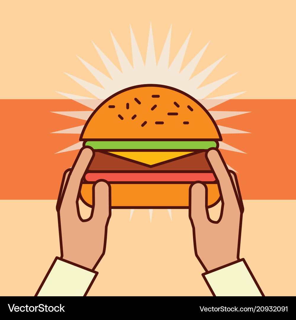 Hand holding hamburger fast food Royalty Free Vector Image