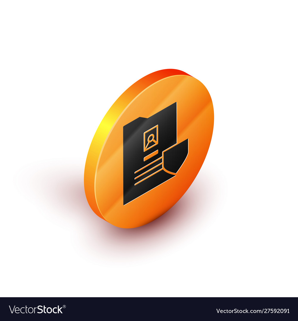 Isometric document with shield icon isolated Vector Image
