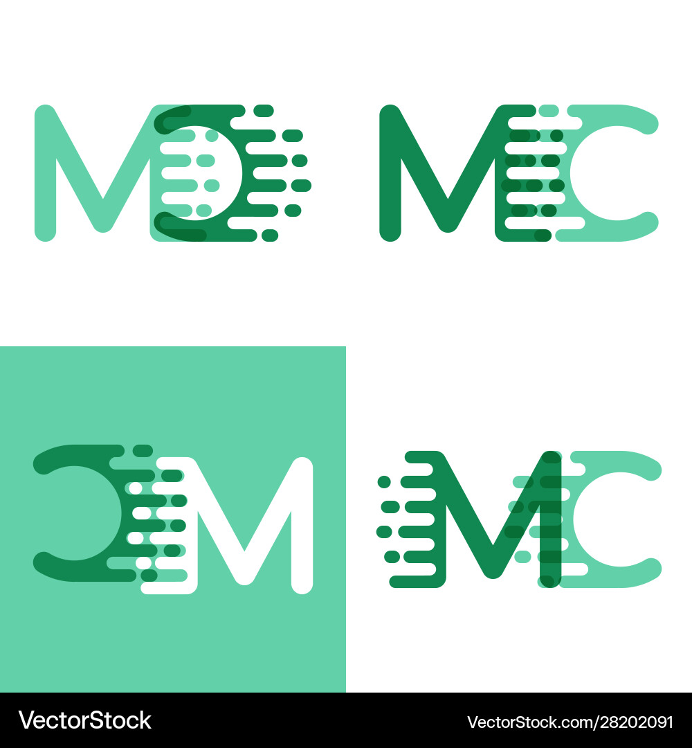 Mc letters logo with accent speed in light green Vector Image
