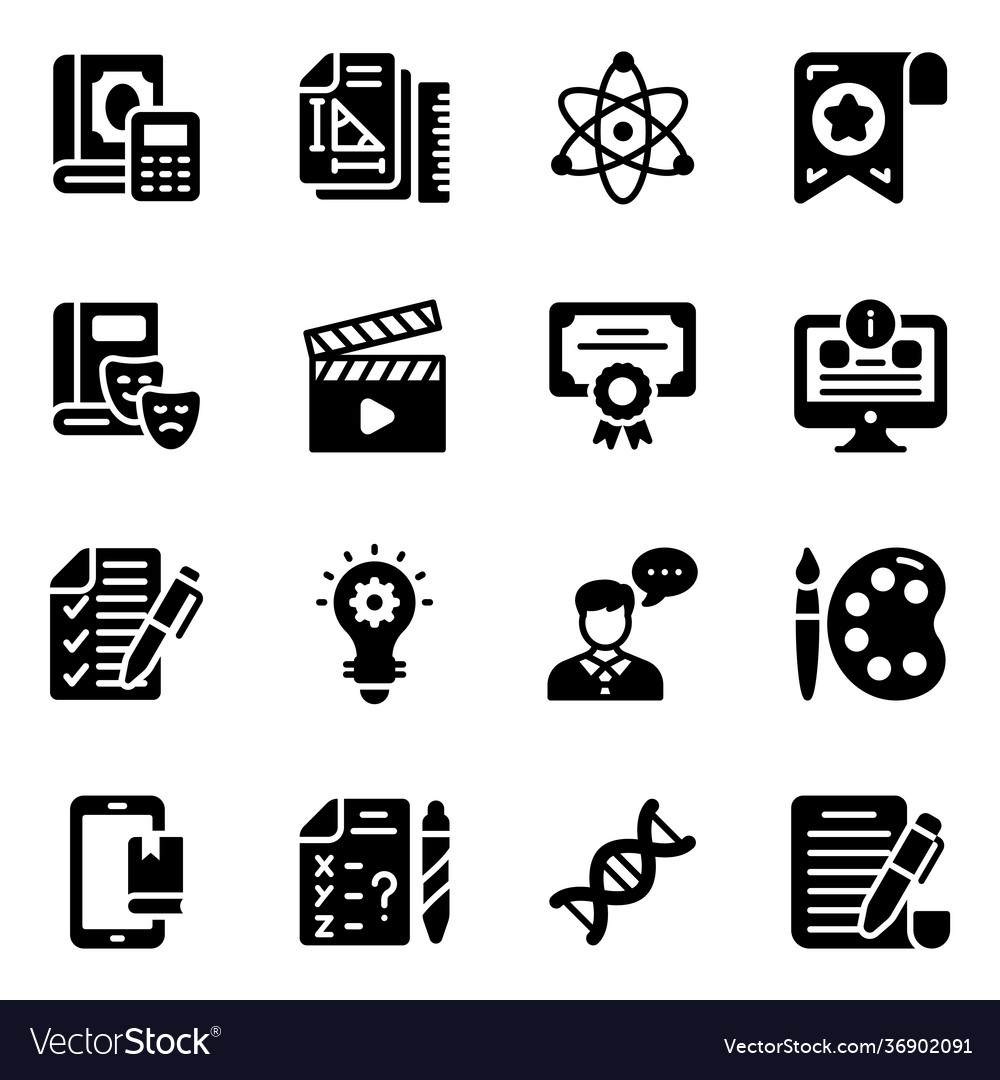 Pack learning in solid icons Royalty Free Vector Image