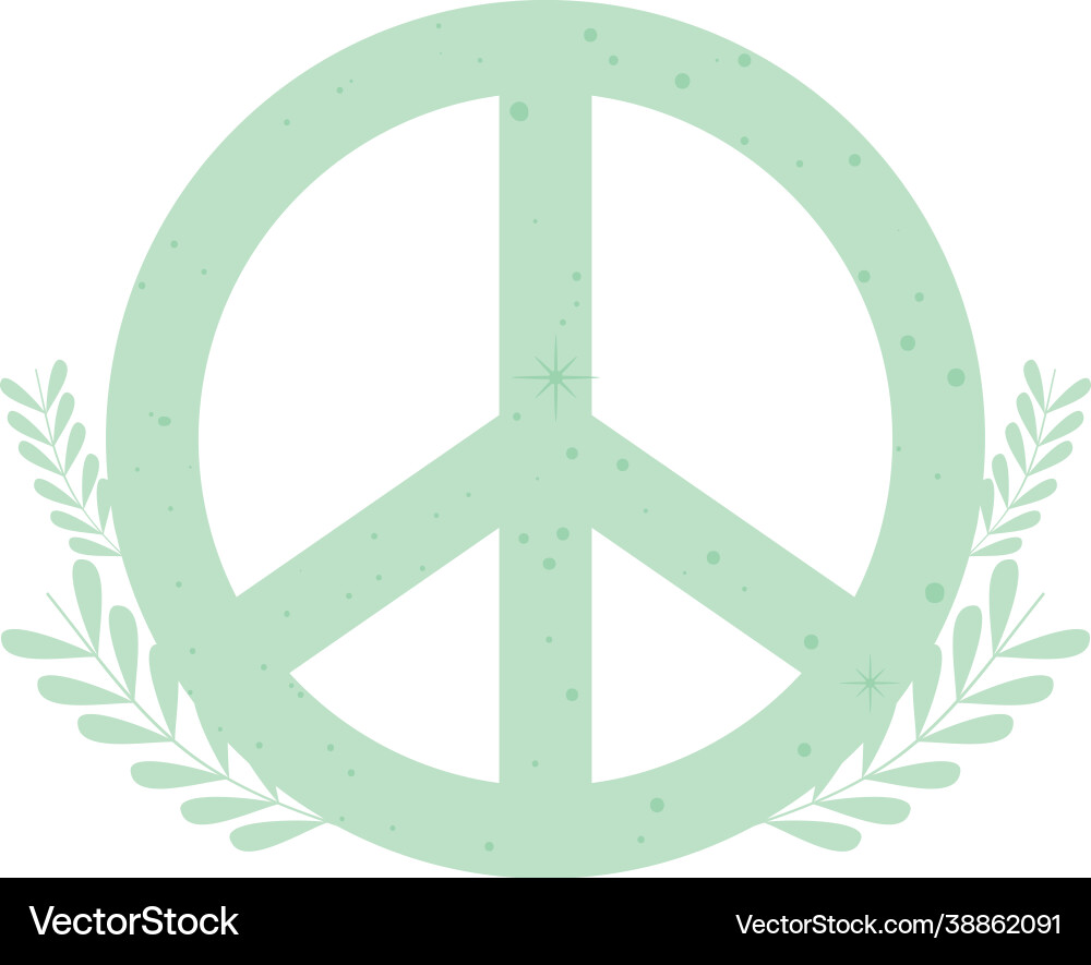 Peace symbols and leaves Royalty Free Vector Image
