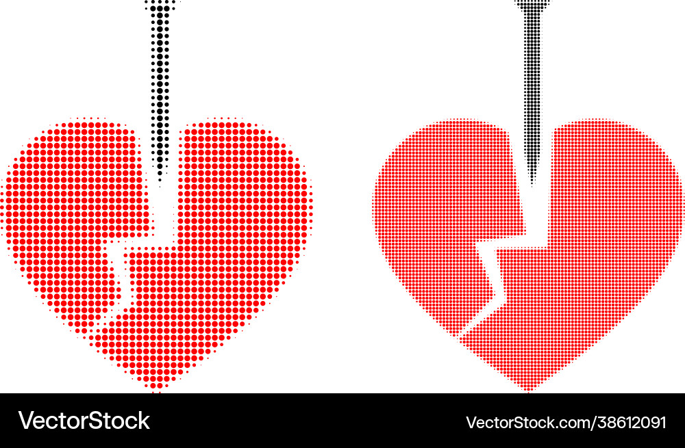 Pixel halftone crack love heart icon Royalty Free Vector