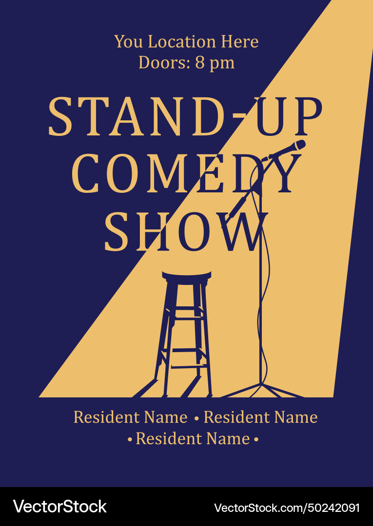 Poster design for a stand-up comedy show flyer Vector Image