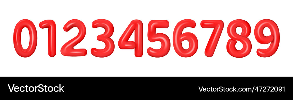 Red realistic numbers from 0 to 9 collection Vector Image