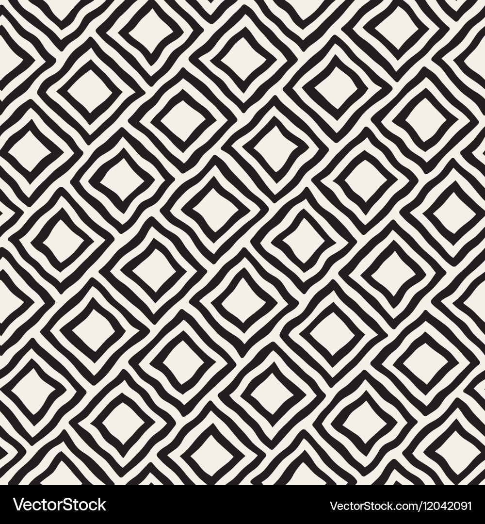 Seamless black and white hand drawn rhombus Vector Image
