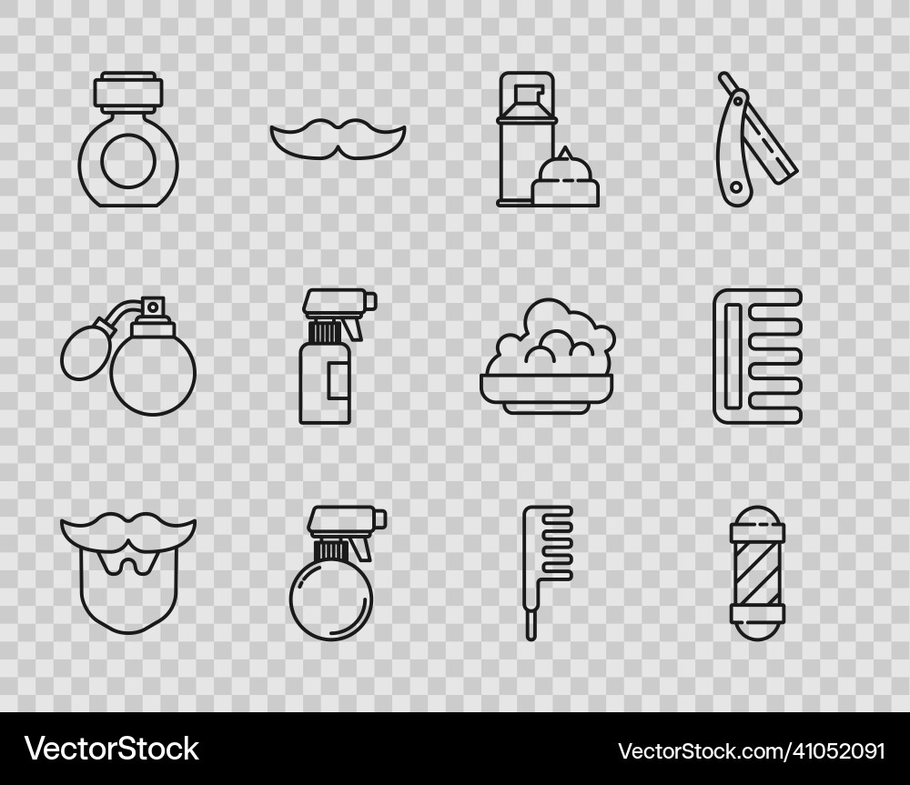 Set line mustache and beard classic barber shop Vector Image