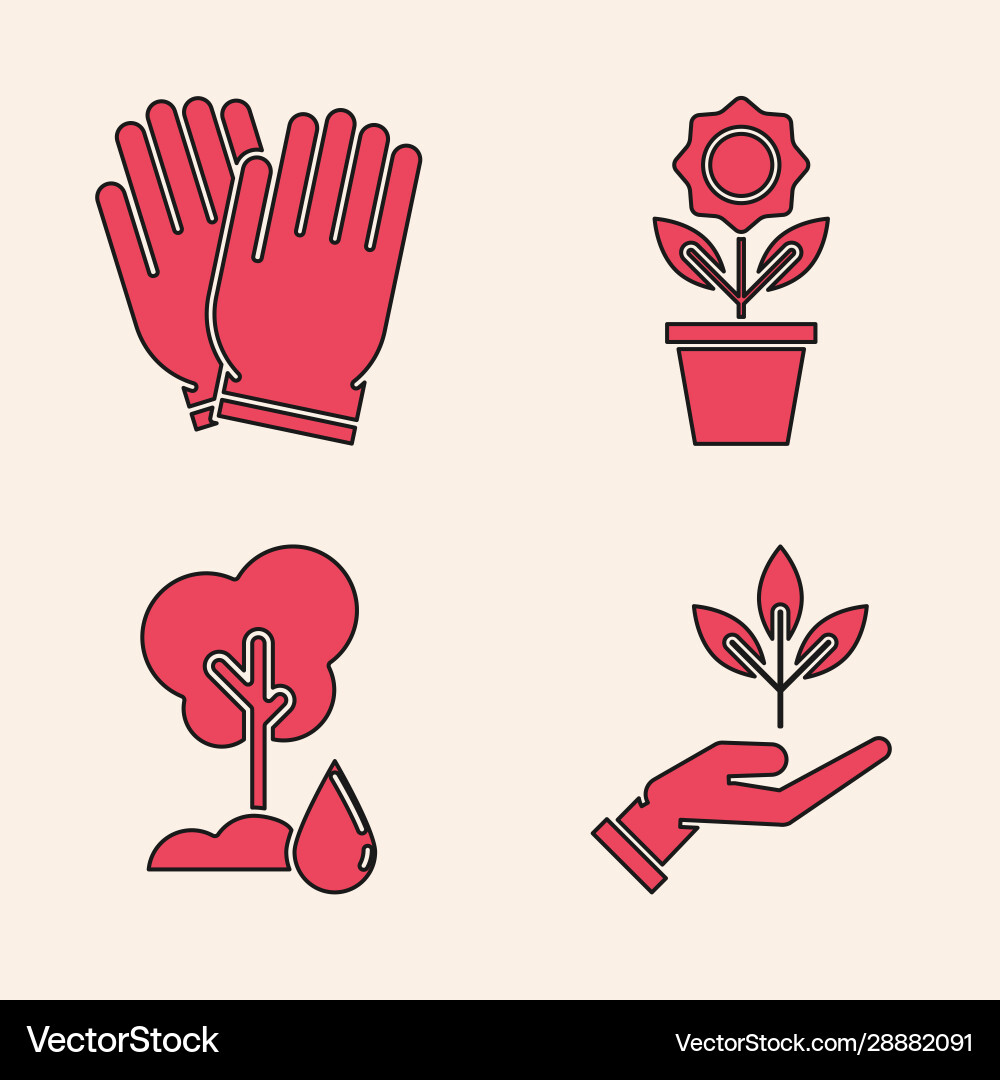 Set plant in hand environmental protection Vector Image