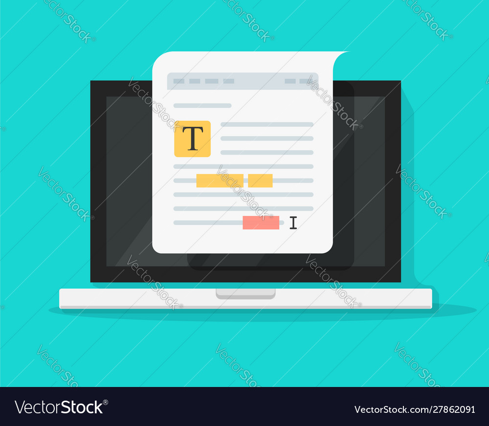Text file or document content editing on computer Vector Image