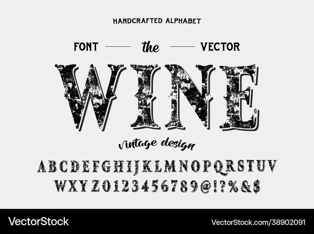 Typography vintage font letters and numbers Vector Image