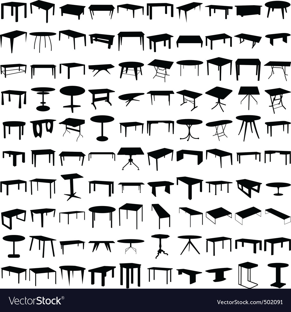 Vector table silhouettes Royalty Free Vector Image