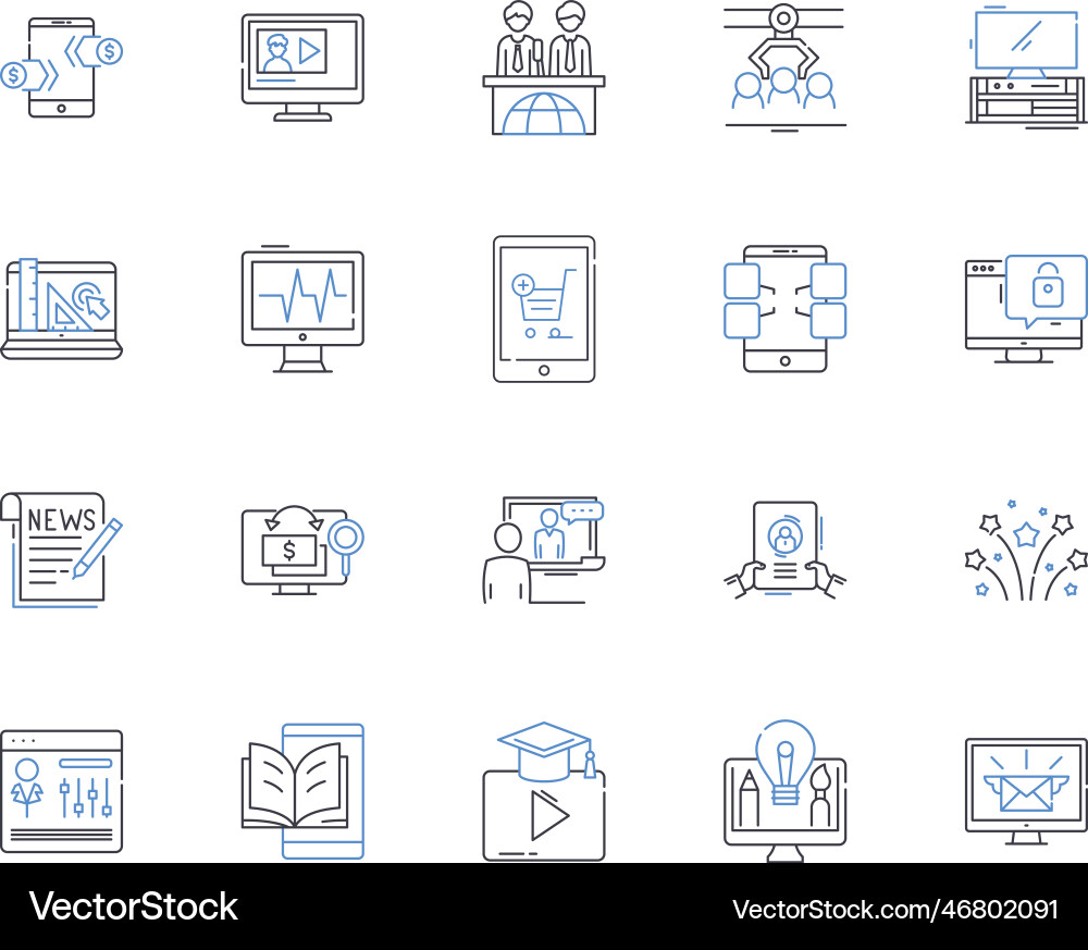 Video production line icons collection Royalty Free Vector