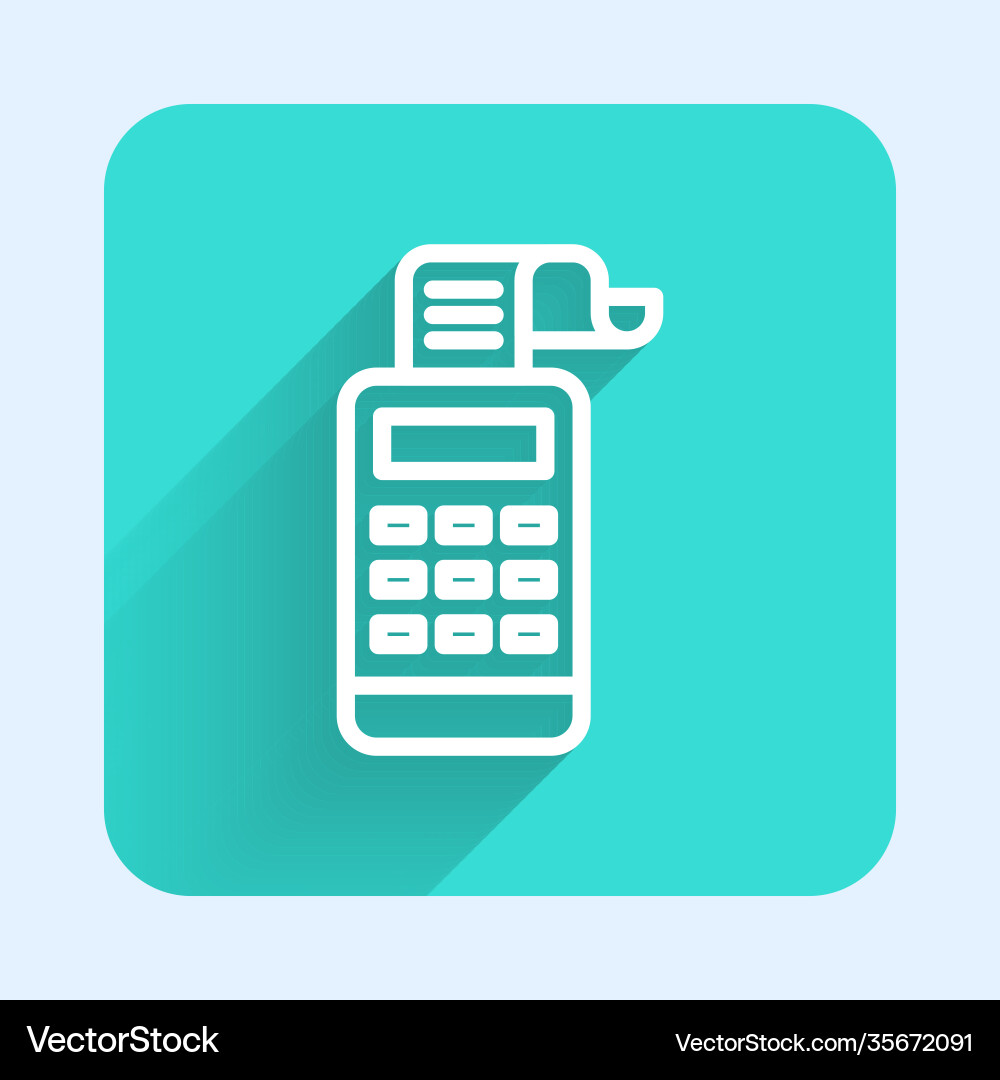 White line cash register machine with a check icon