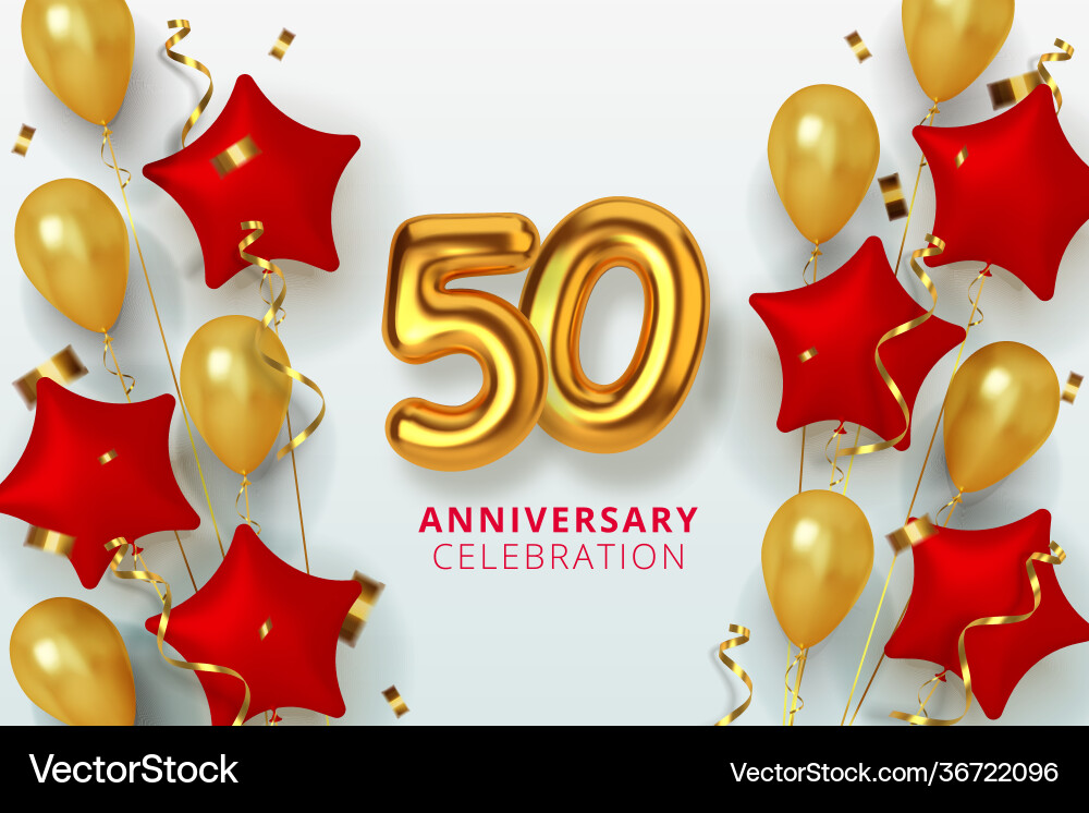 50 anniversary celebration number in form star Vector Image