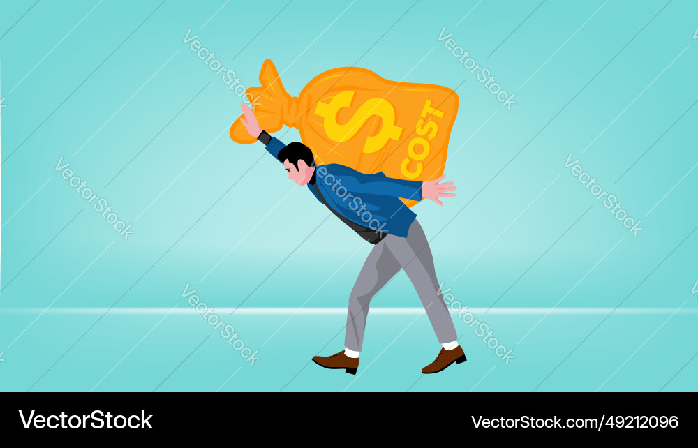 An entrepreneur who is burdened by excessive Vector Image