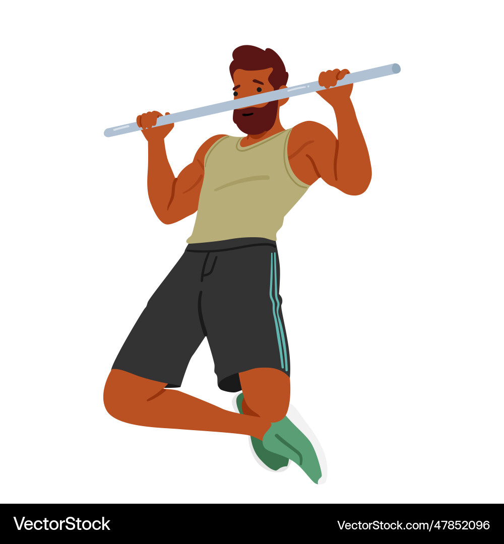 Fit man performing chin-ups showcasing strength Vector Image