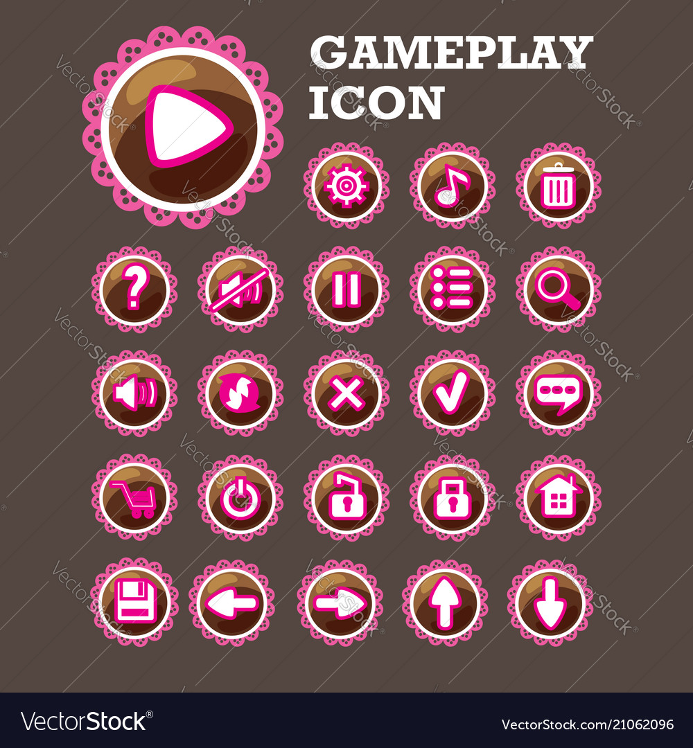 Gaming interface button set Royalty Free Vector Image