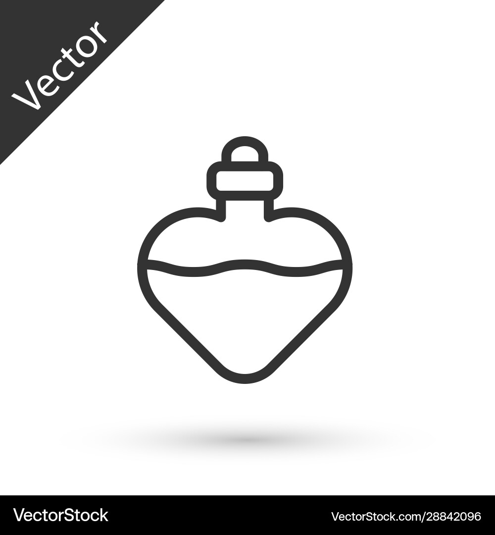 Grey line bottle with love potion icon isolated Vector Image