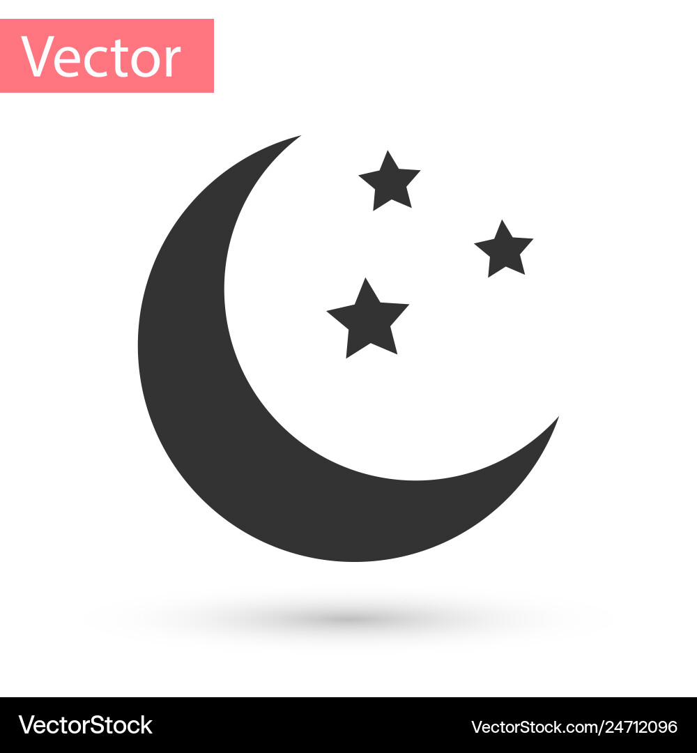 Grey moon and stars icon isolated on white Vector Image