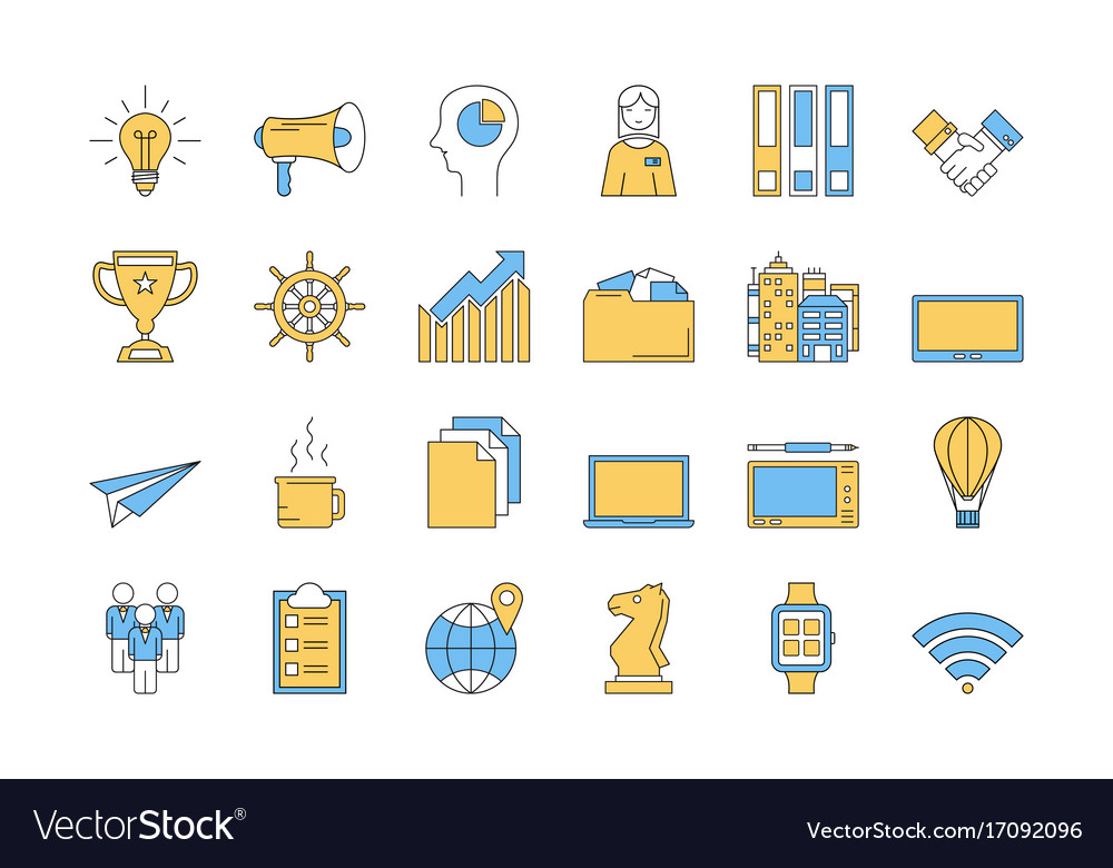 Linear color icon set 2 - business Royalty Free Vector Image