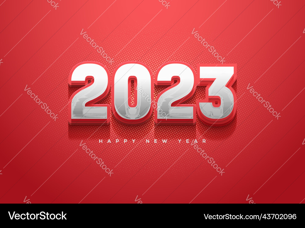 Modern number 2023 in white on red background Vector Image